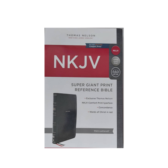 NKJV SUPER GIANT PRINT REF BIBLE BLACK LEATHERSOFT – BSM
